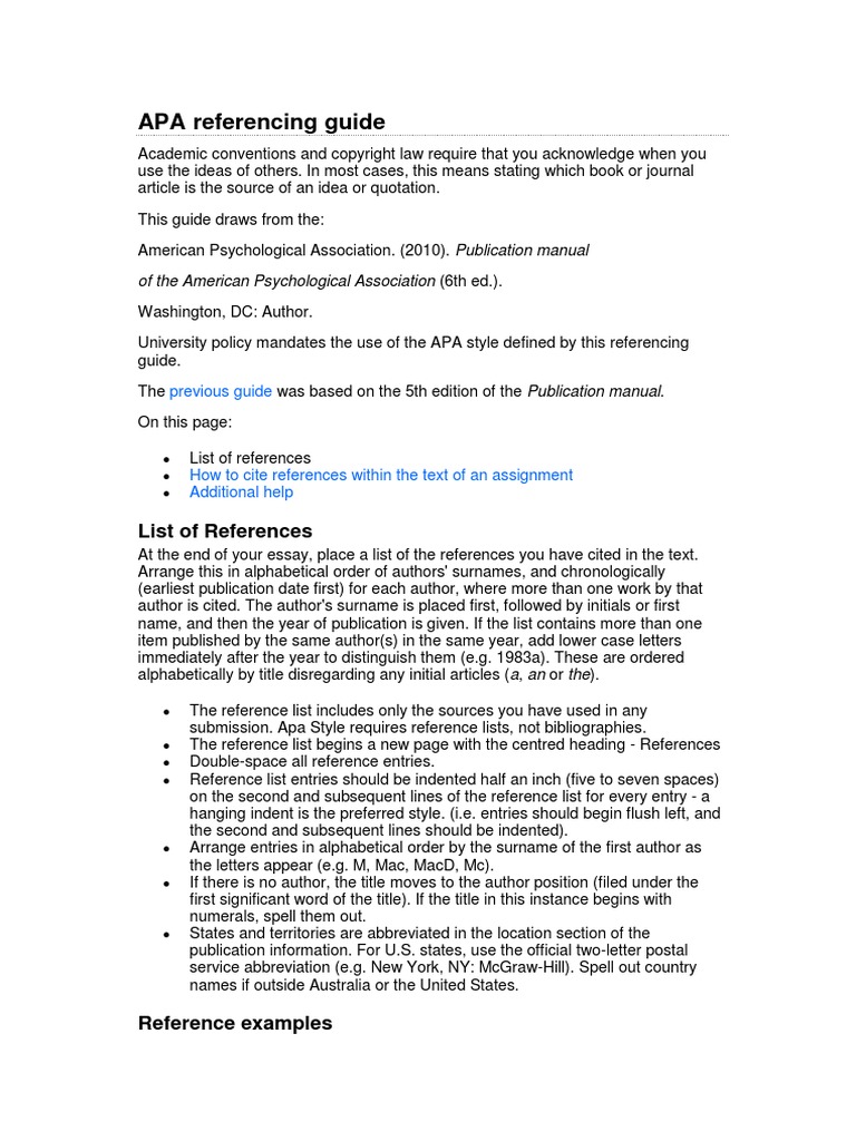 APA Referencing Guide | PDF | Digital Object Identifier | Citation