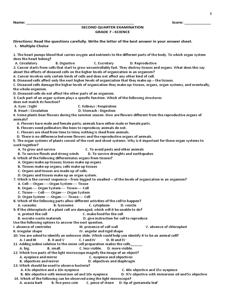 Grade 7 Science 2nd Quarter Exam | PDF | Sexual Reproduction | Reproduction