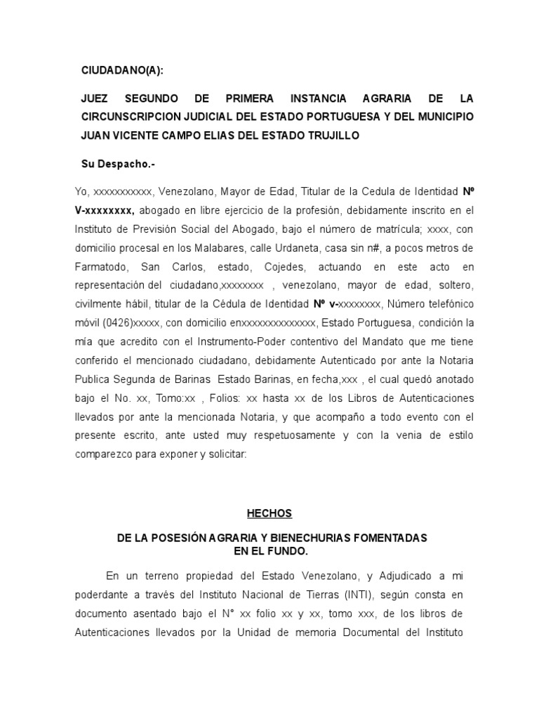 Demanda Agraria | PDF | Posesión (Ley) | Principios éticos