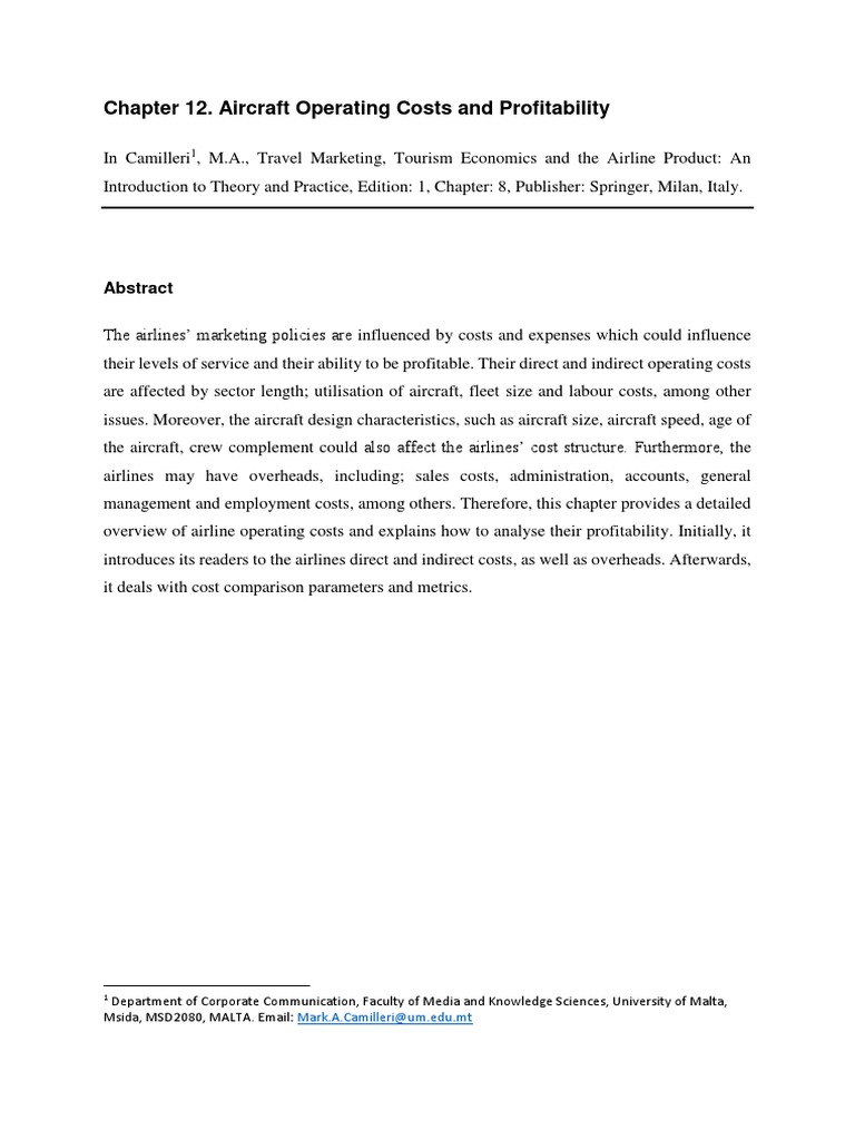 Chapter 12. Aircraft Operating Costs and Profitability | PDF | Business ...