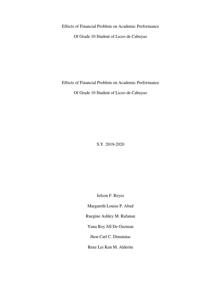 The Relationship Between Financial Problems and Academic Performance ...