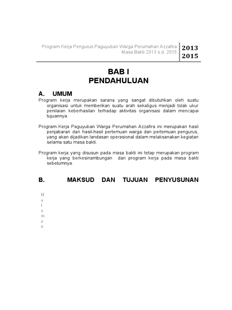 Program Kerja RT / Paguyuban Warga Perumahan | PDF