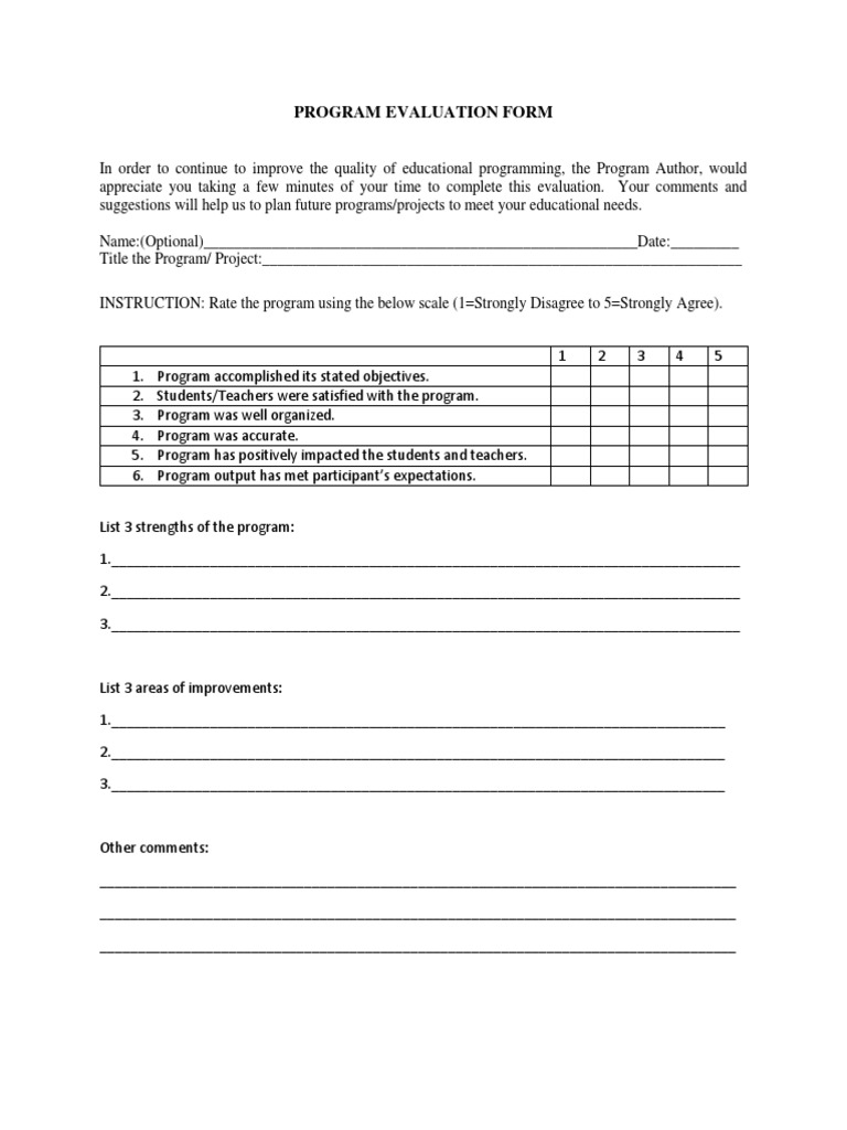 Evaluation Form | PDF
