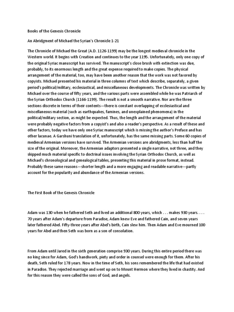 Books of The Genesis Chronicle | PDF | Jacob | Abraham