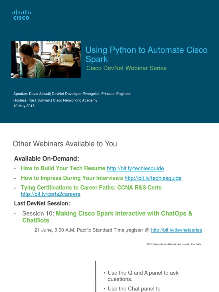 Devnet Session 9 Using Python To Automate Cisco Spark Pdf Software Computer Networking 7272