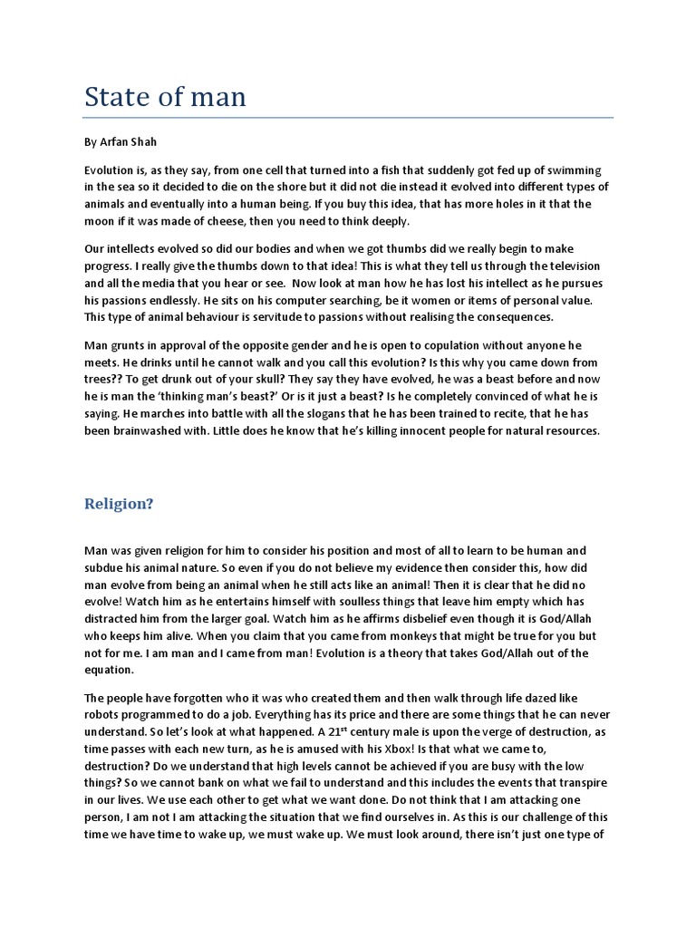 State of Man | PDF | Human | Evolution