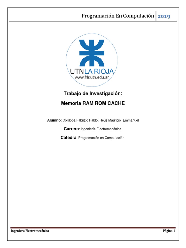 Programacion En Computacion Memoria Ram Pdf Memoria De Acceso