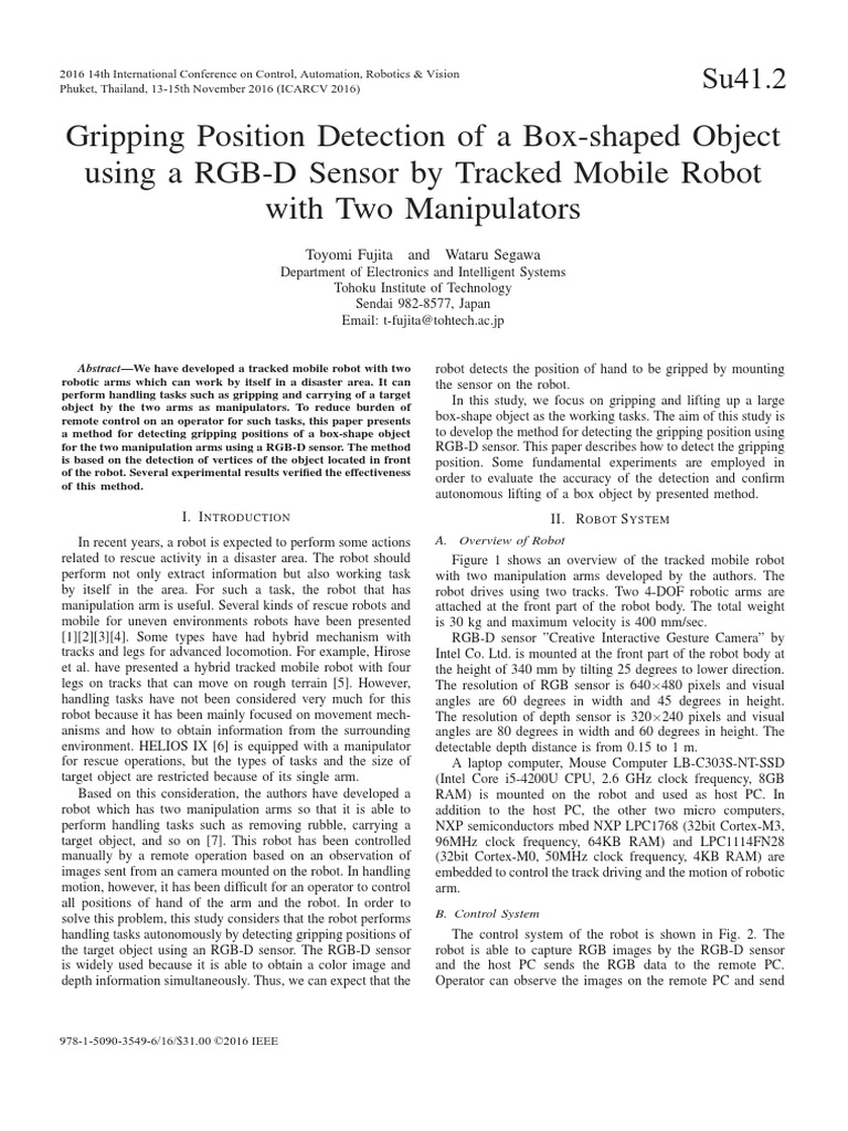 Gripping Position Detection of A Box-Shaped Object Using A RGB-D Sensor ...
