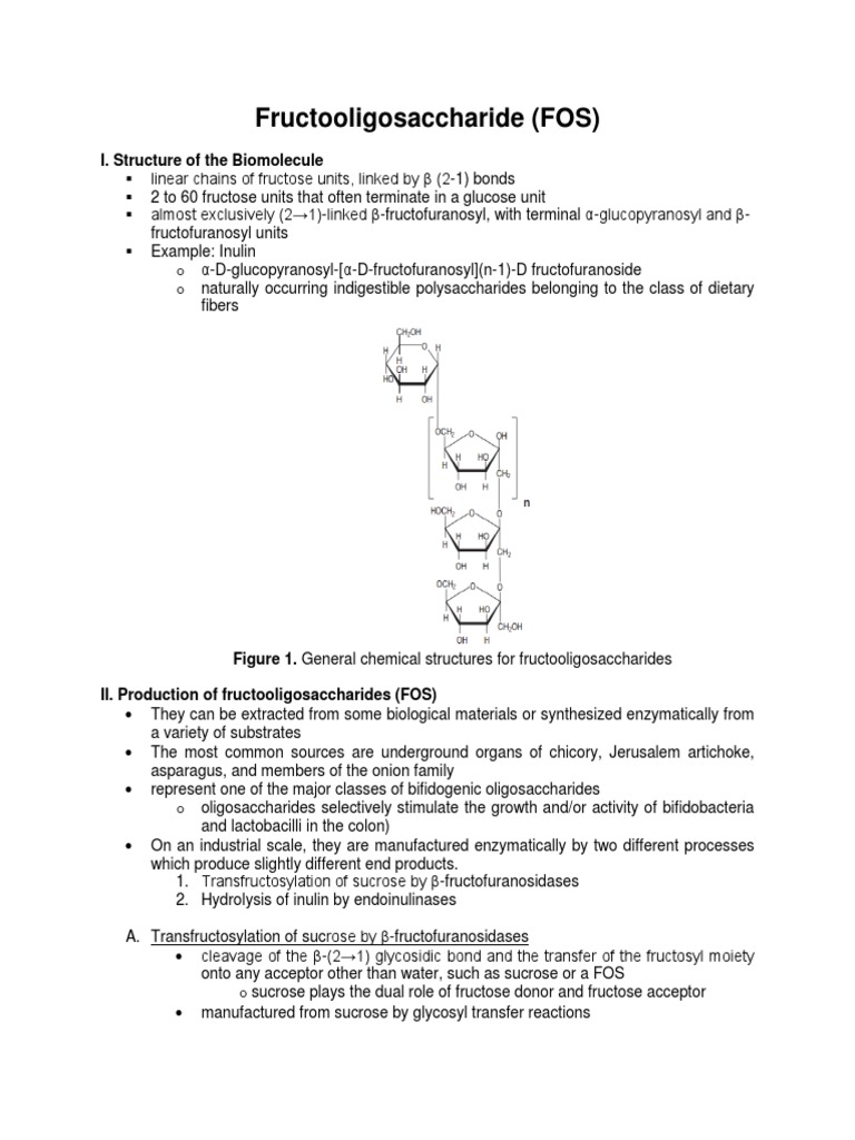 Fructooligosaccharide (FOS) : I. Structure of The Biomolecule | PDF ...