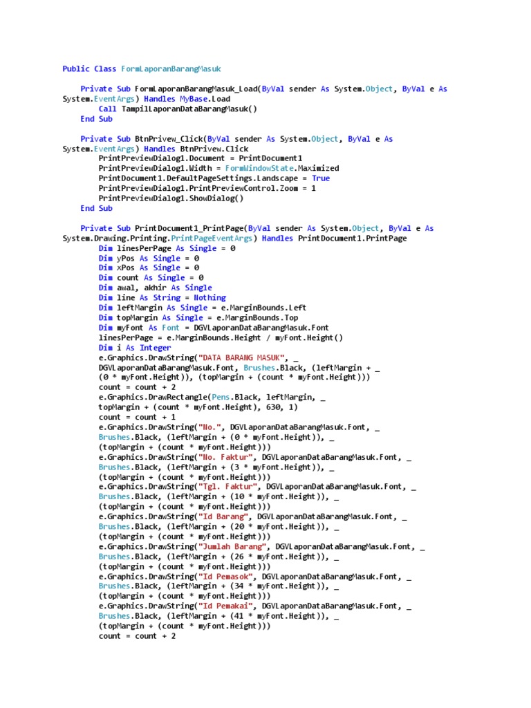 Coding Laporan Barang Masuk | PDF | Computer Programming | Computing