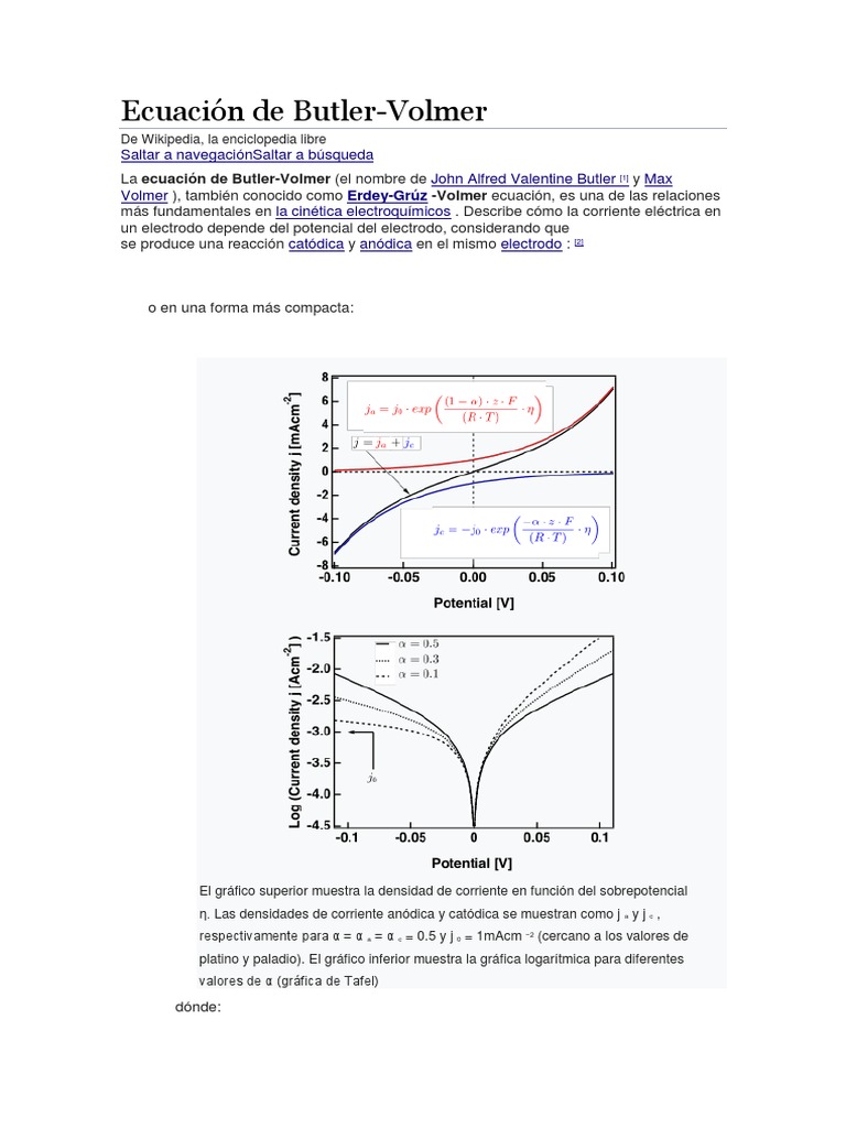 Ecuación de Butler | PDF | Electrodo | Electroquímica