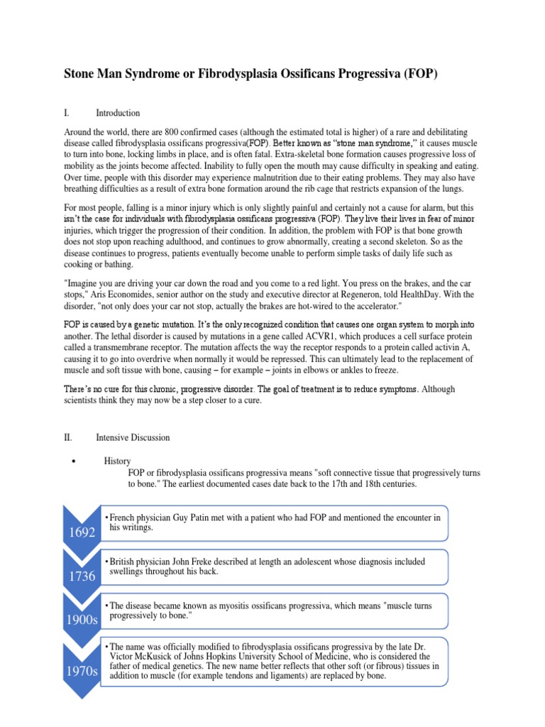 Stone Man Syndrome or Fibrodysplasia Ossificans Progressiva (FOP) | PDF ...