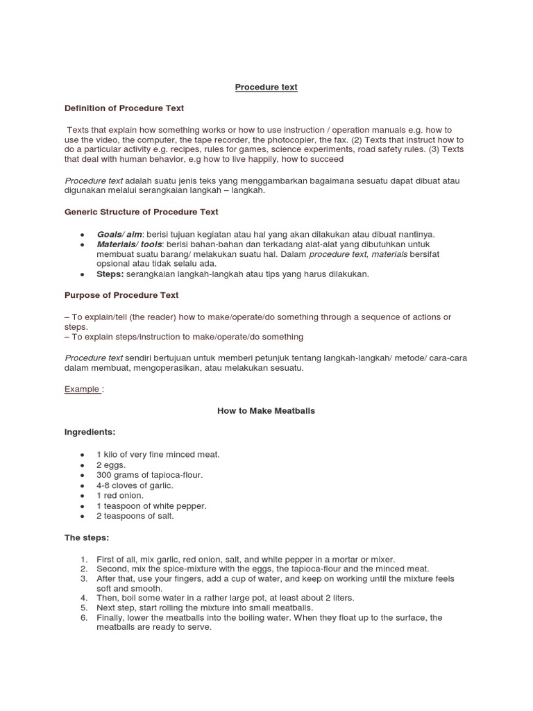 Definition of Procedure Text | PDF | Spoon | Foods
