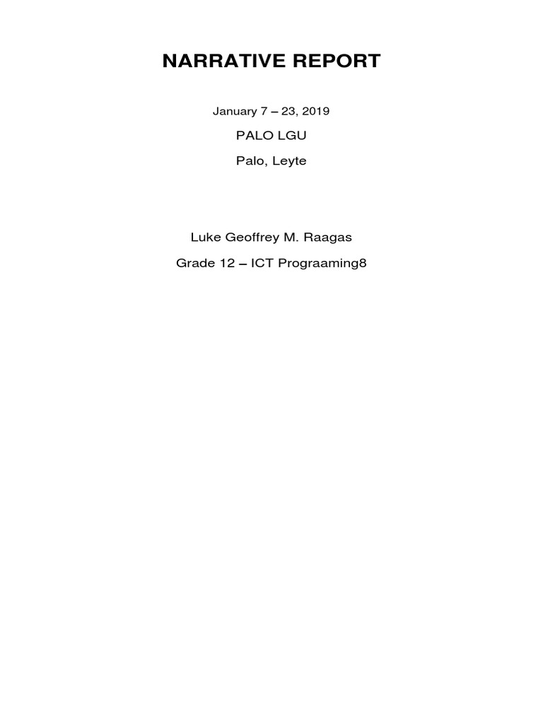 Narrative Report Samples | PDF | Self-Improvement | Wellness