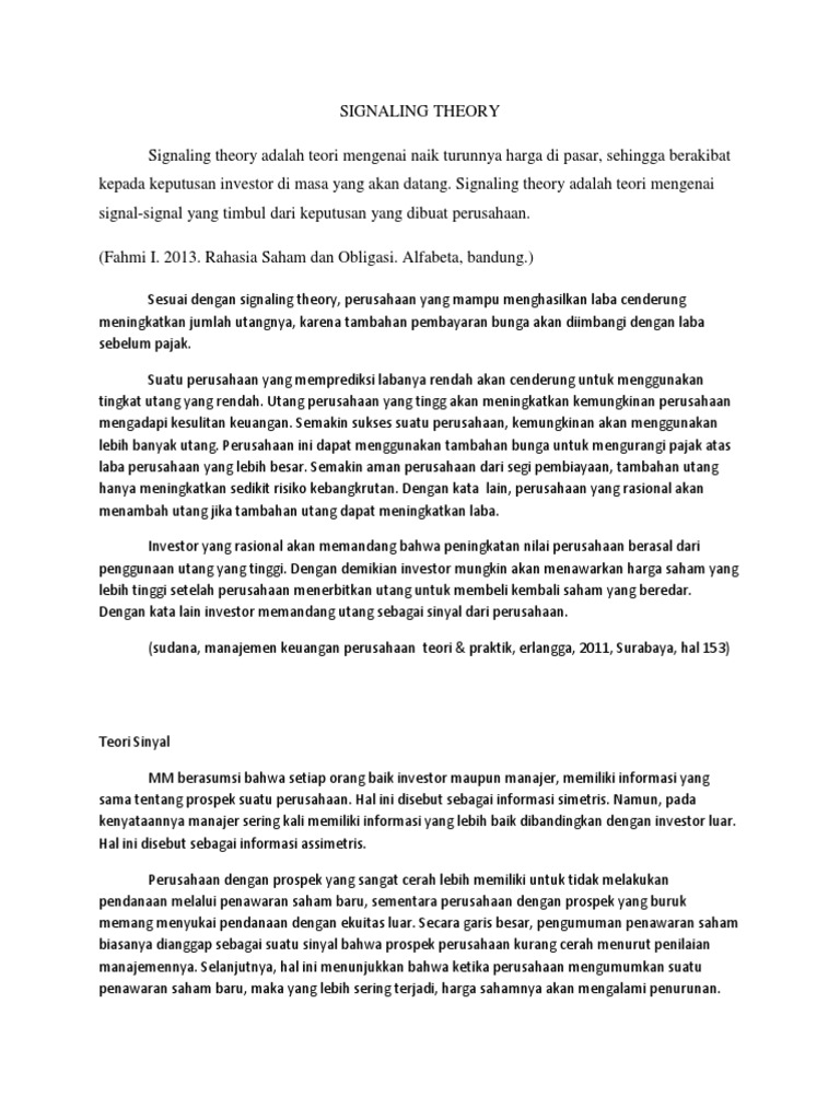 Signaling Theory | PDF