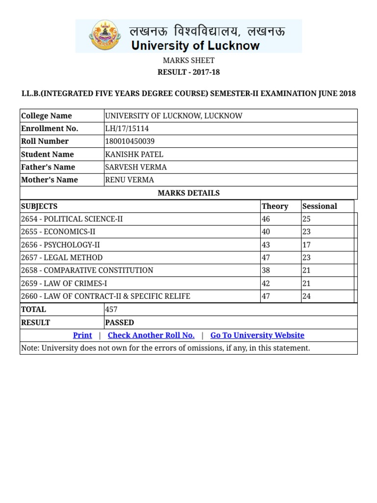 Lucknow University PDF | PDF