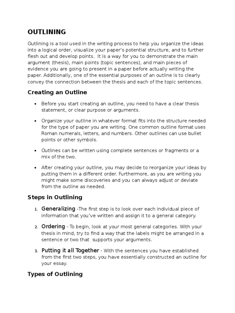 Outlining: Creating An Outline | PDF | Argument | Semiotics
