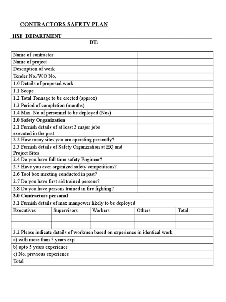 Contractor's Safety Plan | PDF | Fires | Firefighting