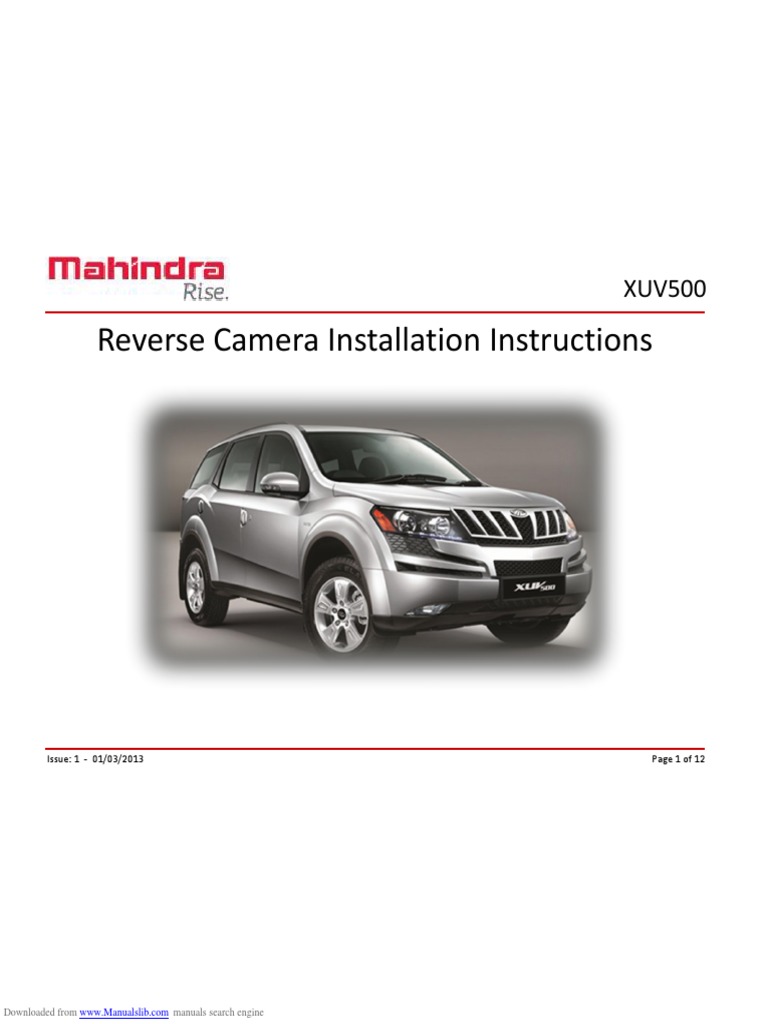 Reverse Camera Installation Instructions: Issue: 1 - 01/03/2013 Page 1 ...