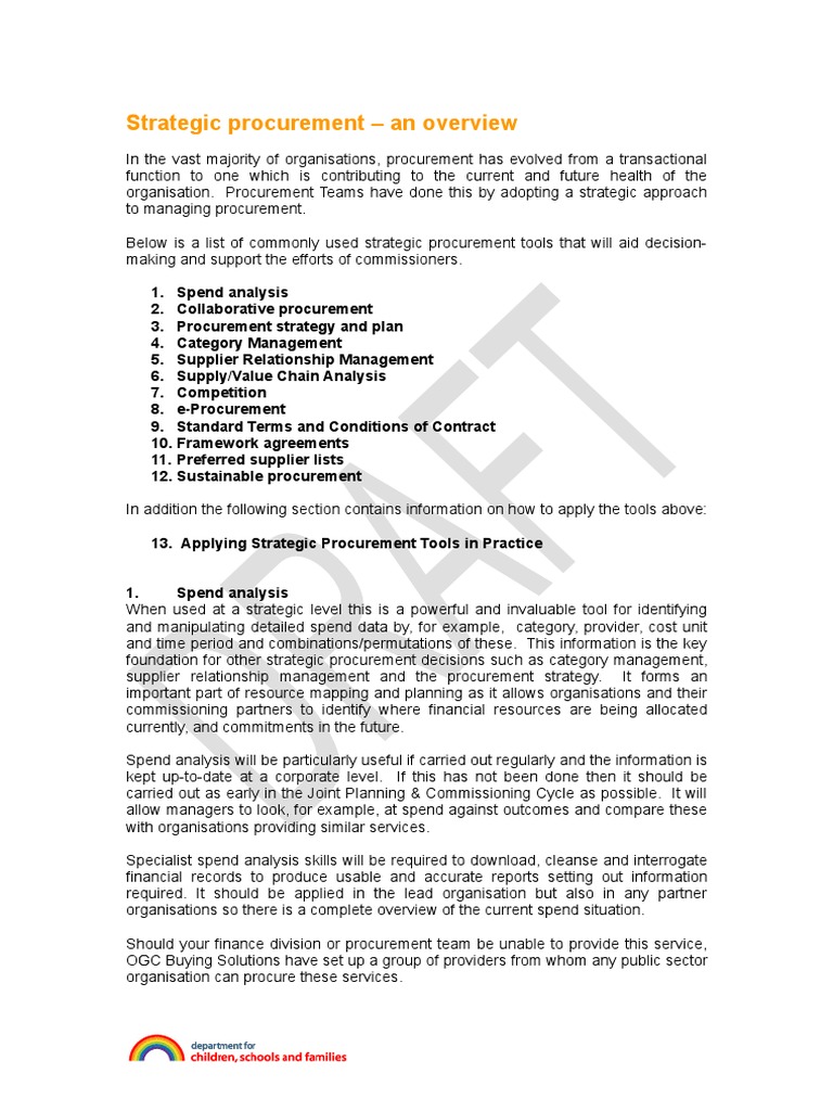 Strategic Procurement An Overview | PDF | Procurement | Strategic ...