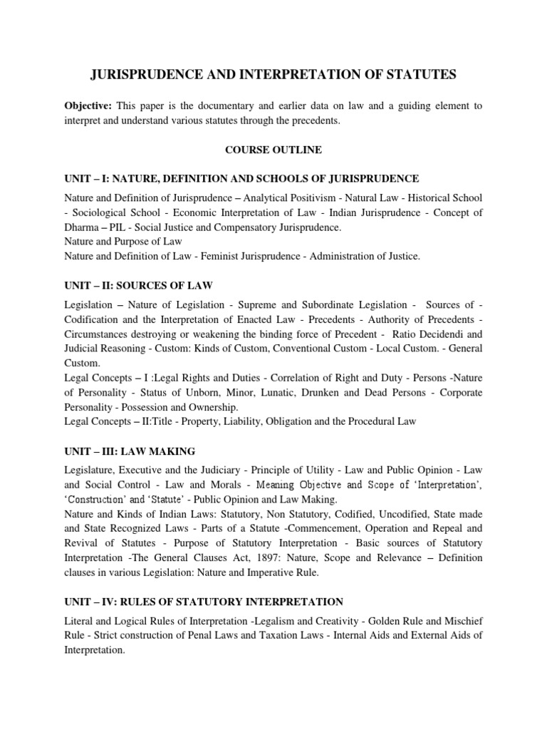 Jurisprudence and Interpretation of Statutes | Download Free PDF ...