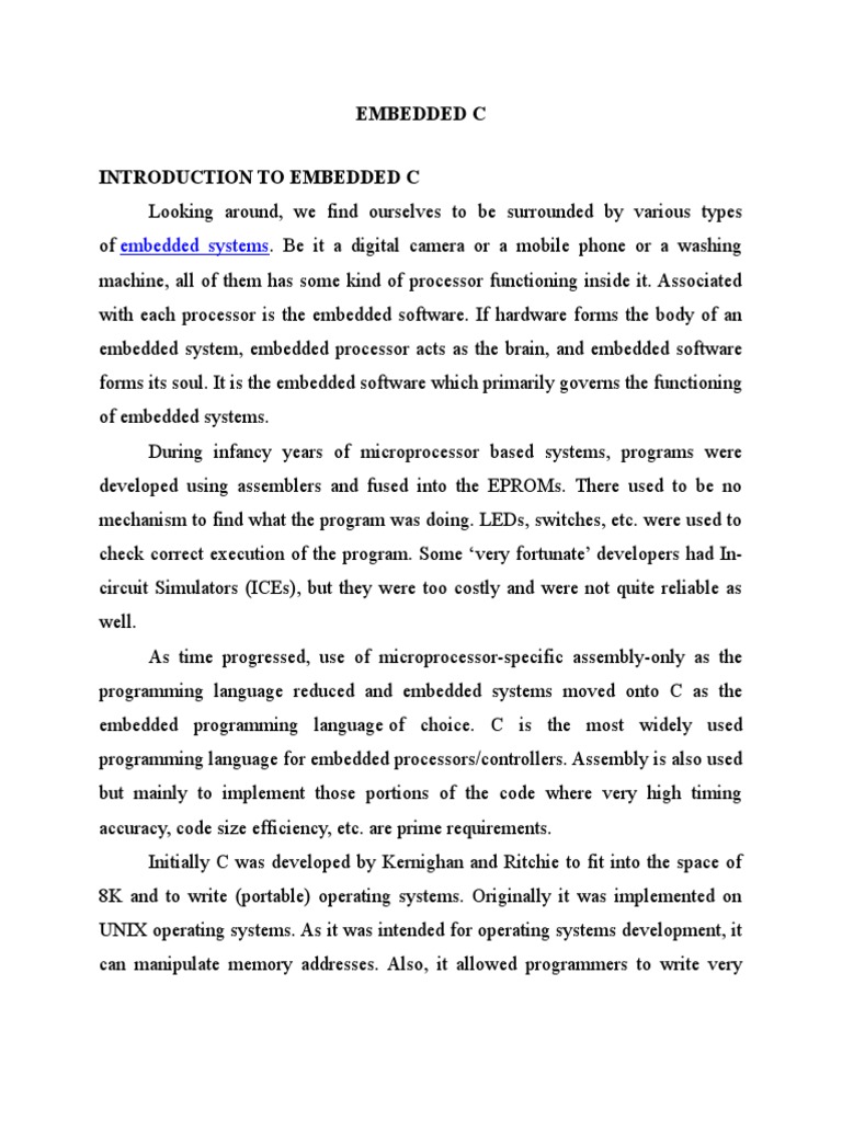 Embedded Systems: Embedded C Introduction To Embedded C | PDF ...