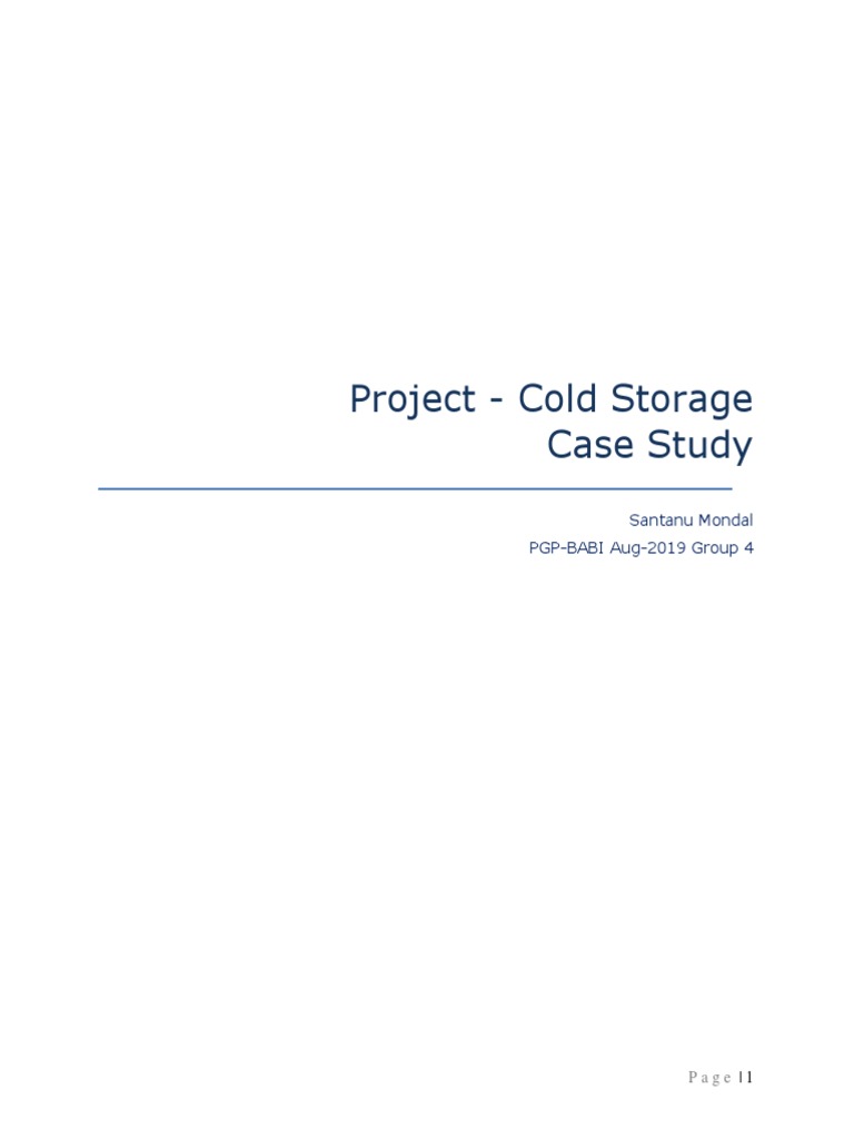 Cold Storage Case Study Analysis | PDF | P Value | Statistical ...