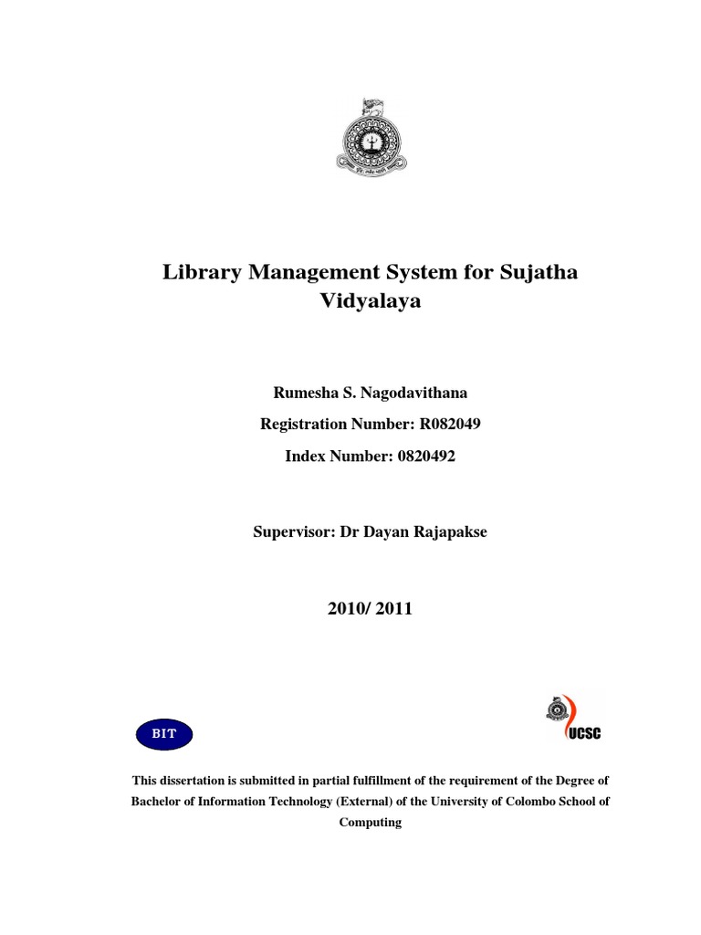 Library Management System For Sujatha Vidyalaya | PDF | Librarian ...