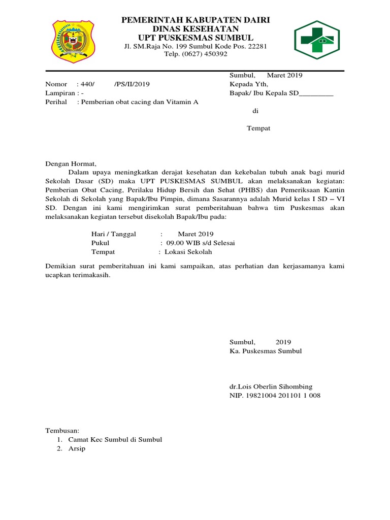 Undangan Pemberian Obat Cacing | PDF