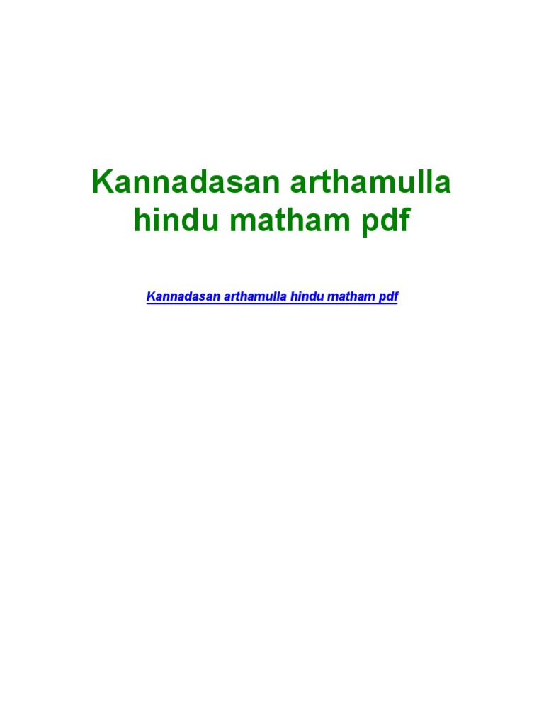 Kannadasan Arthamulla Hindu Matham PDF | PDF | Microsoft Windows | Android (Operating System)