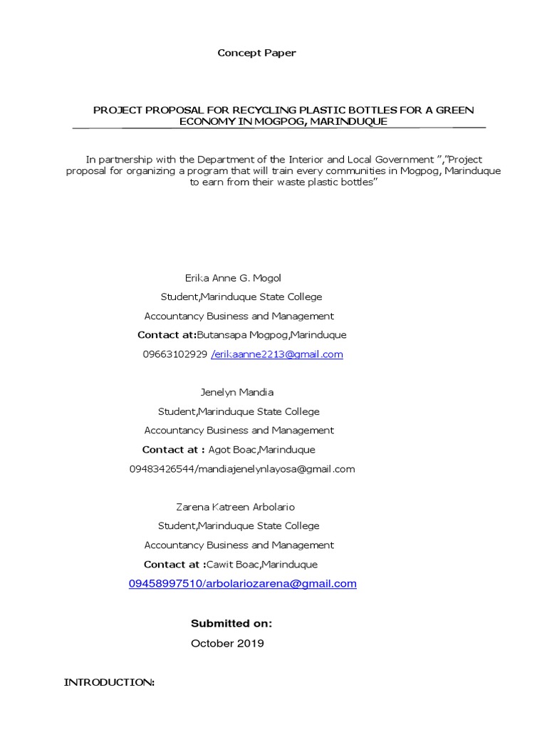 Concept Paper | PDF | Recycling | Waste