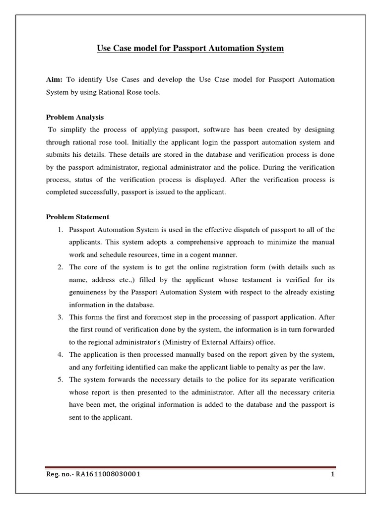 UML Diagrams for Passport Automation | PDF | Use Case | Authentication