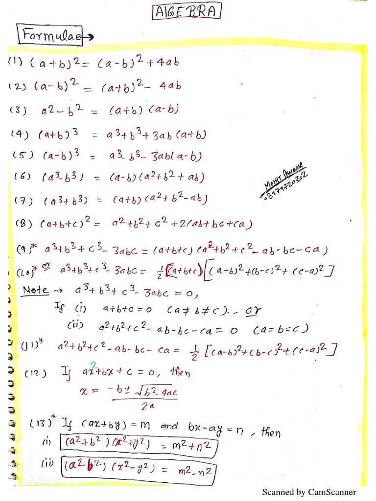 Alzebra Formulas | PDF