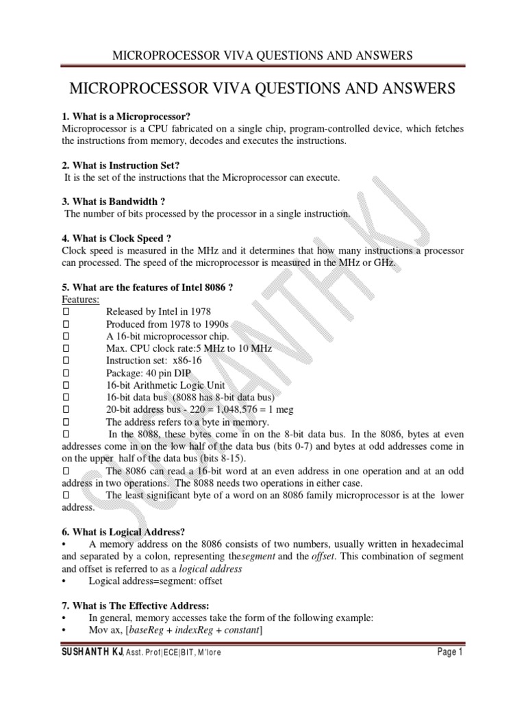 Microprocessor Viva Questions and Answers | PDF | Central Processing Unit | Input/Output
