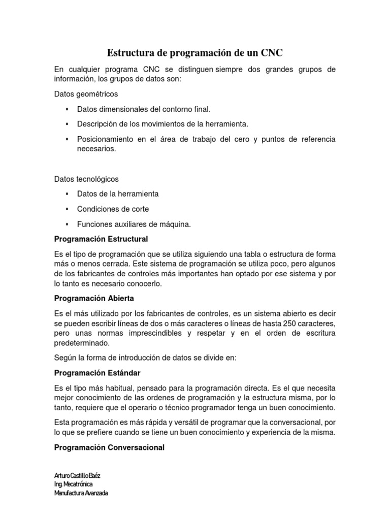 Como Programar Un CNC | PDF | Control numerico | Programación de ...