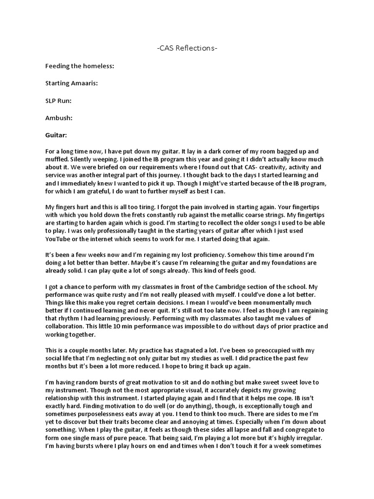 CAS Reflections-: Feeding The Homeless: Starting Amaaris: SLP Run: Ambush | PDF | Atmosphere Of ...