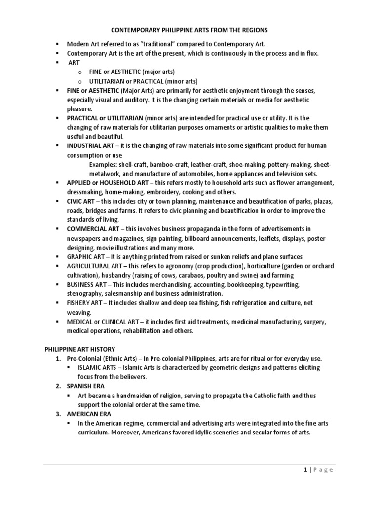Handout On Types of Arts | PDF | Composition (Visual Arts) | Shape