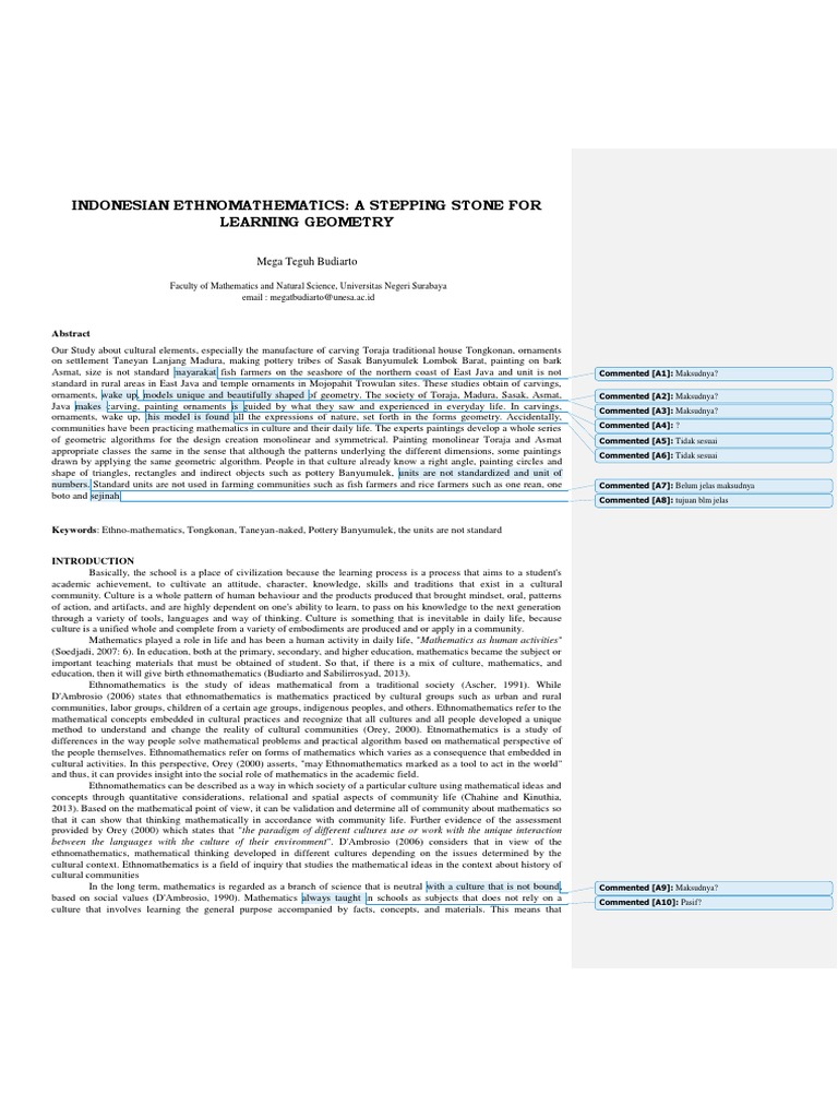 Ethnomathematics in Indonesian Culture | PDF | Shape | Rectangle