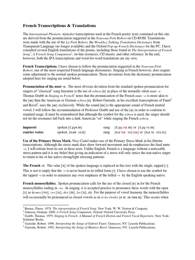 French Transcriptions | PDF | Stress (Linguistics) | Translations