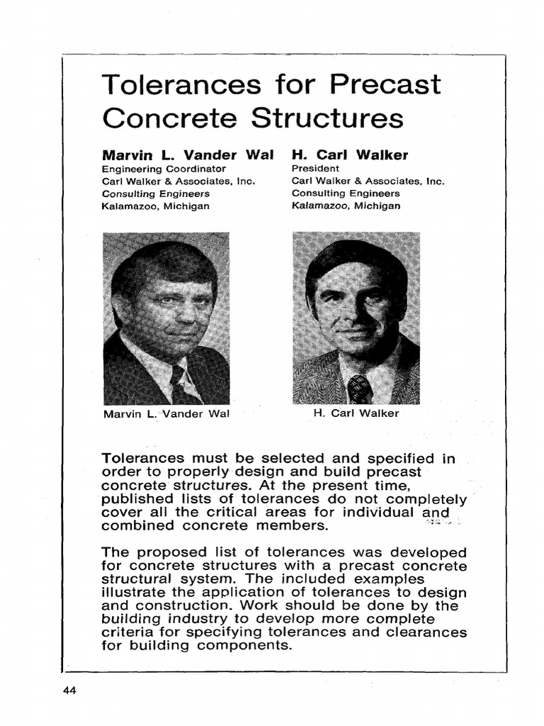 Tolerances For Precast Concrete Structures PDF | PDF | Engineering ...