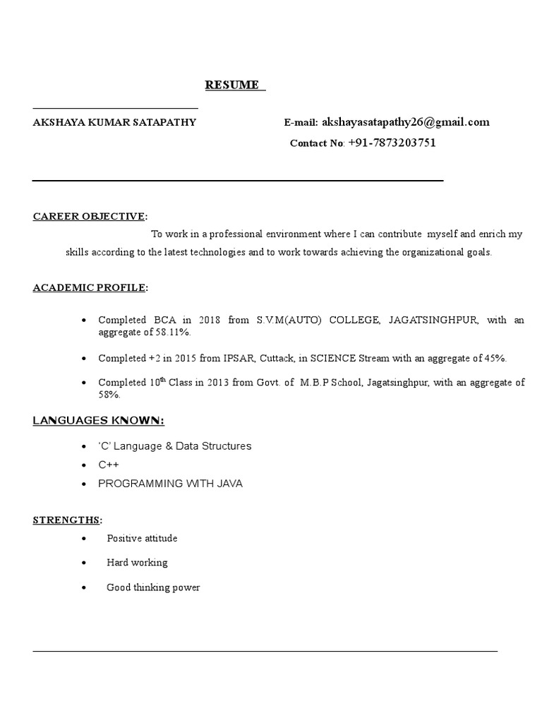 B Tech Fresher RESUME | PDF