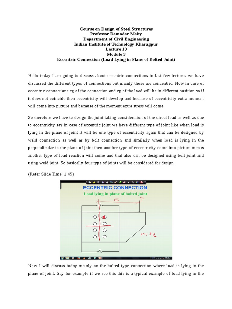 Eccentric Connection Design | PDF | Screw | Friction