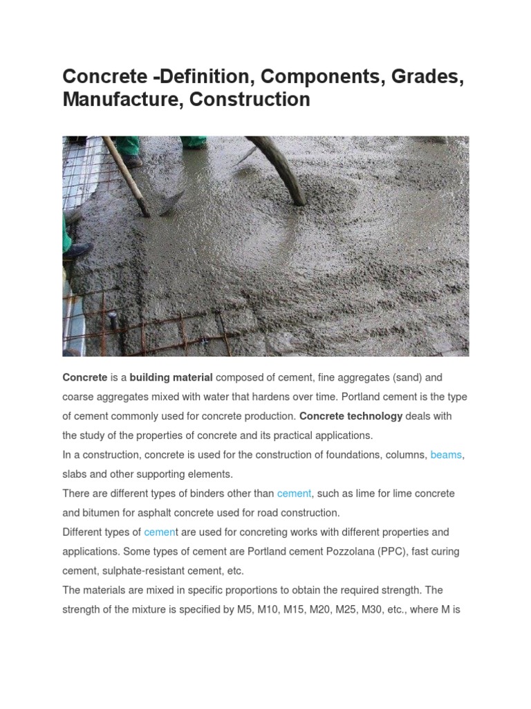 Concrete: Definition and Components | PDF | Concrete | Cement