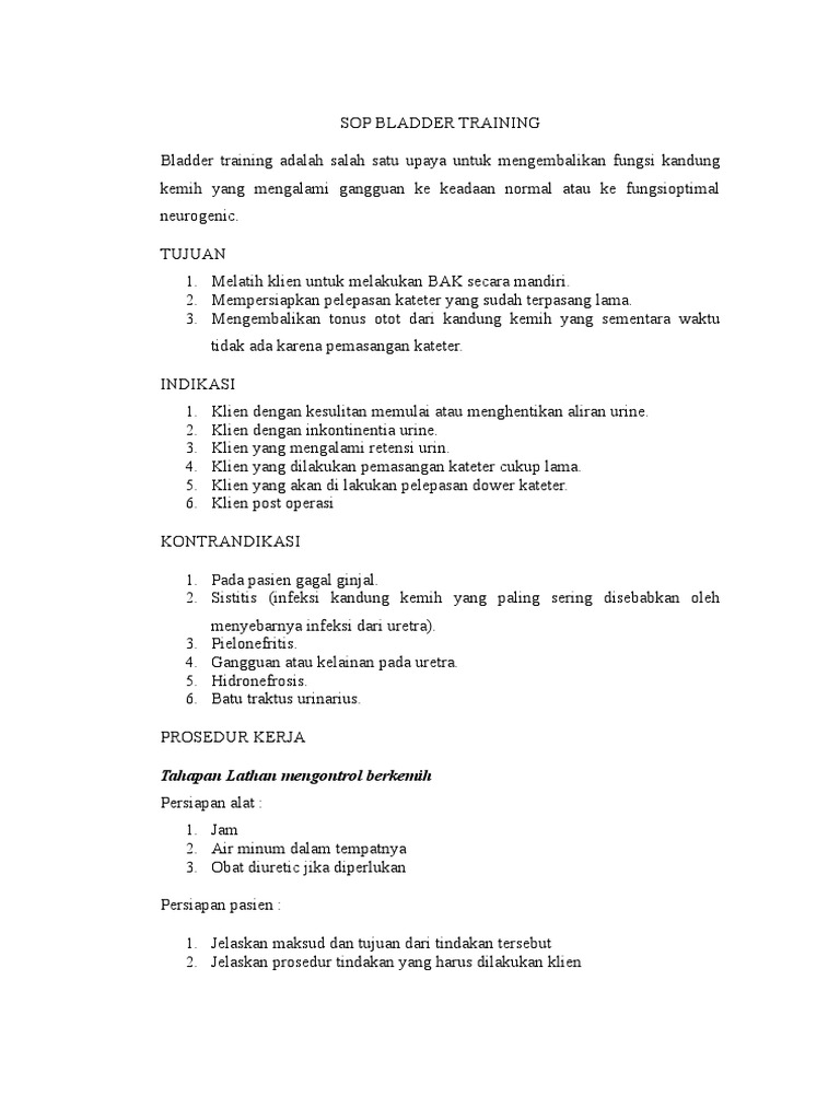 Sop Bladder Training | PDF
