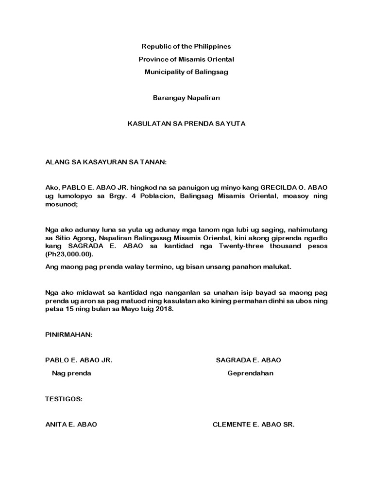 Kasulatan Bahin Sa Yuta | PDF