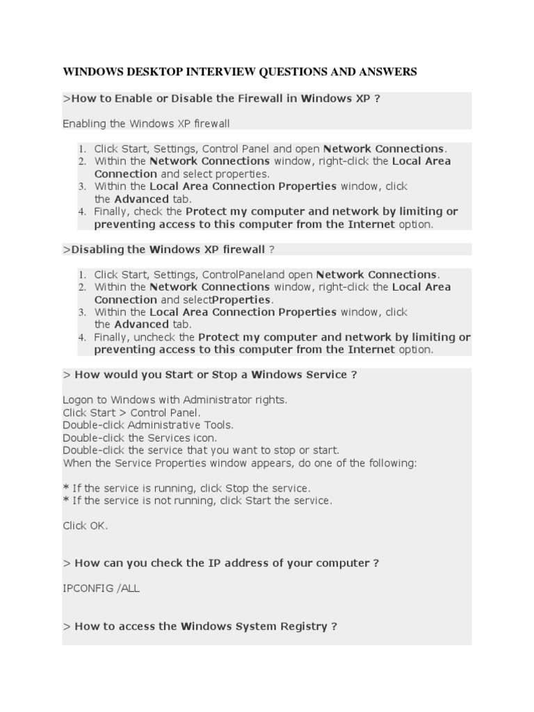 Windows Desktop Interview Questions and Answers | PDF | Dynamic Random Access Memory | Booting