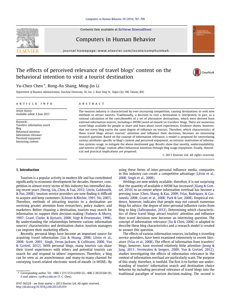 Computers in Human Behavior: Yu-Chen Chen, Rong-An Shang, Ming-Jin Li ...