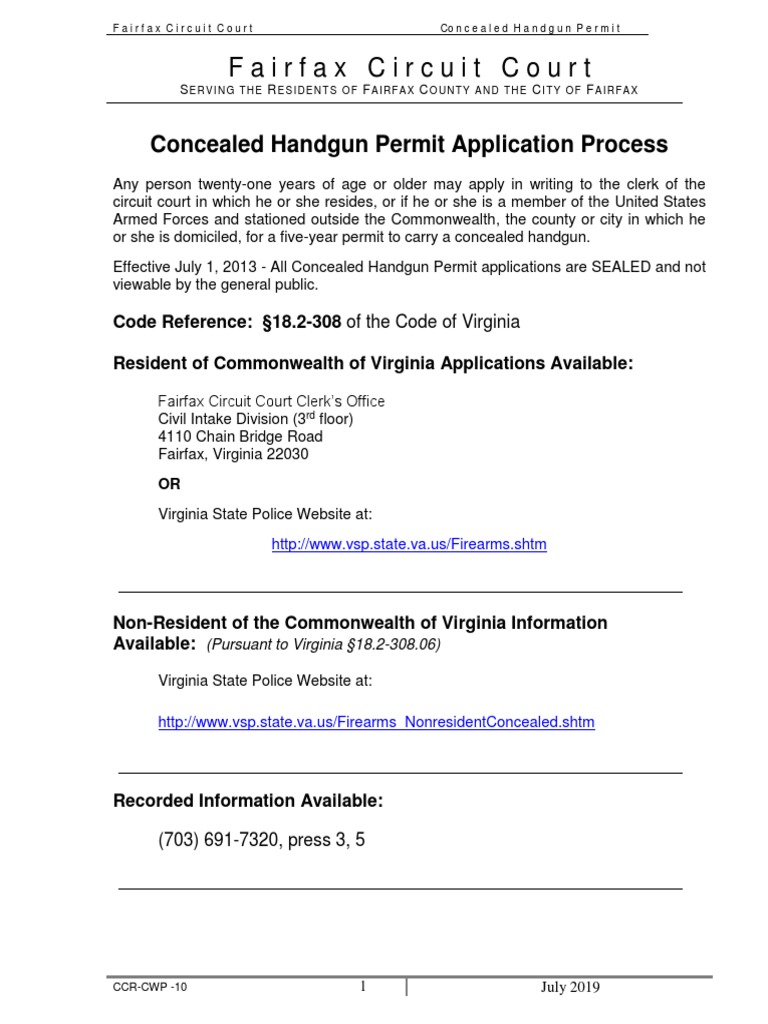 Fairfax Concealed Handgun Guide | PDF | Concealed Carry In The United ...