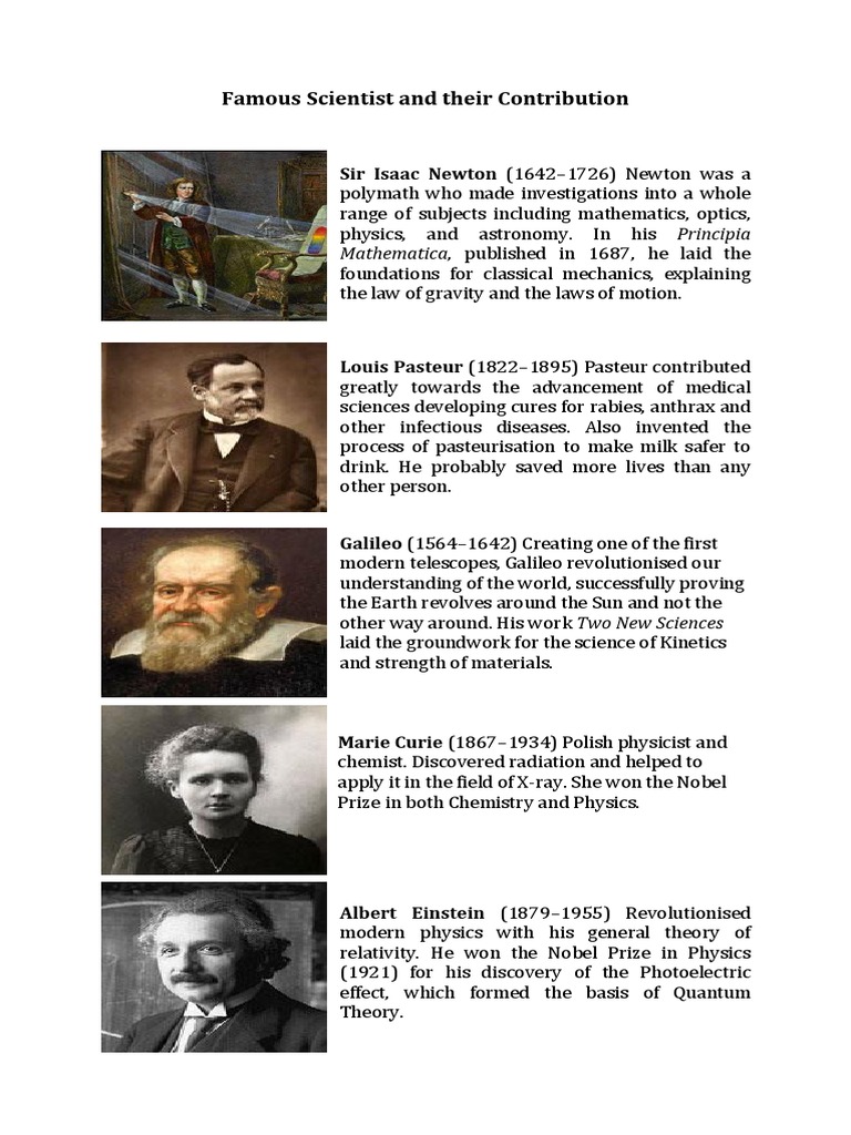 Famous Scientist and Their Contribution | PDF