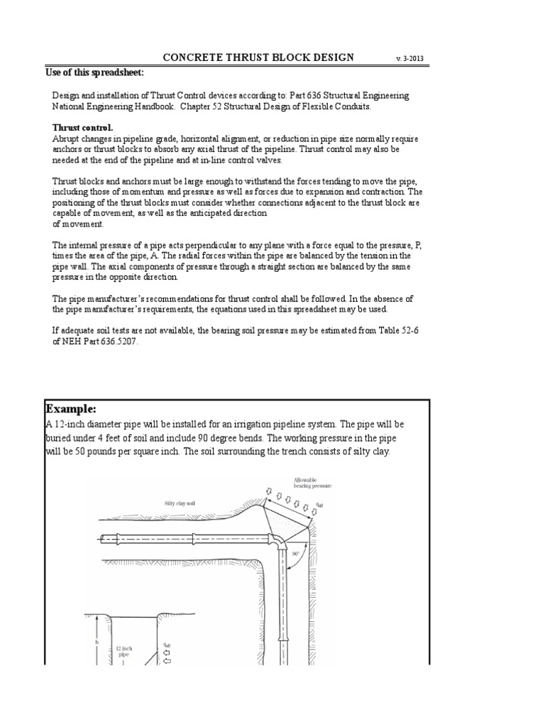 Design of Thrust Block 2 | PDF | Pipe (Fluid Conveyance) | Sand